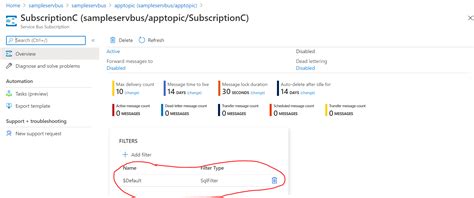 azureservicebus how to add filters to topic s subscription in azure