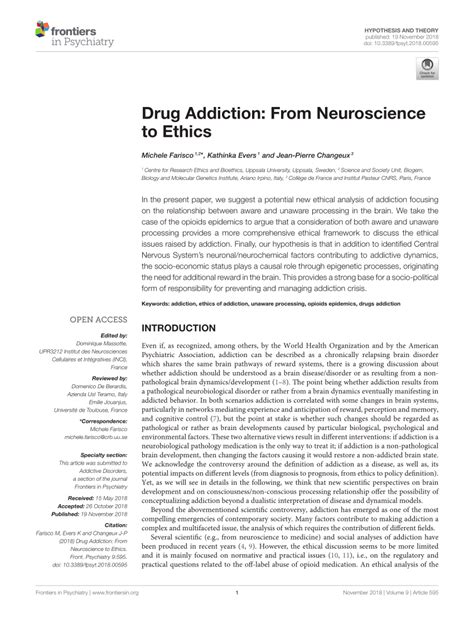 Pdf Drug Addiction From Neuroscience To Ethics