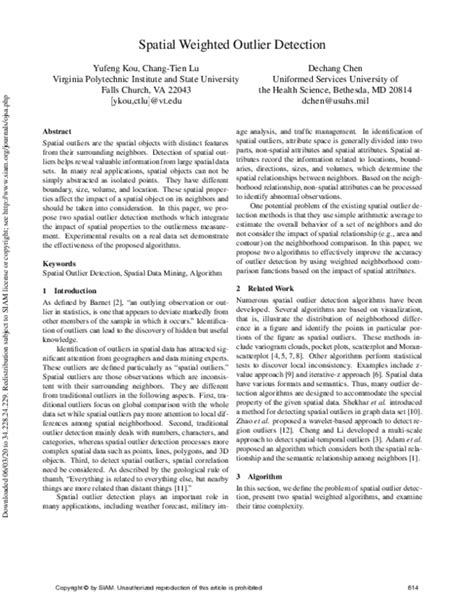 Pdf Spatial Weighted Outlier Detection
