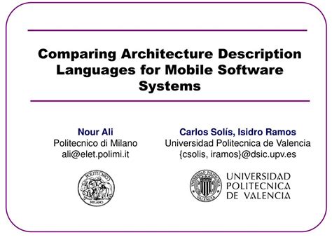 Ppt Comparing Architecture Description Languages For Mobile Software