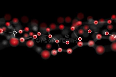 Abstract Visualization Of Molecular Structures With Red And White Nodes