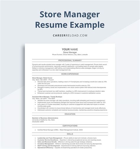 Store Manager Resume Examples To Build An Impressive Resume Career Reload