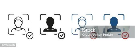Biometric Identification Technology Symbol Collection Facial Recognition Pictogram Verification