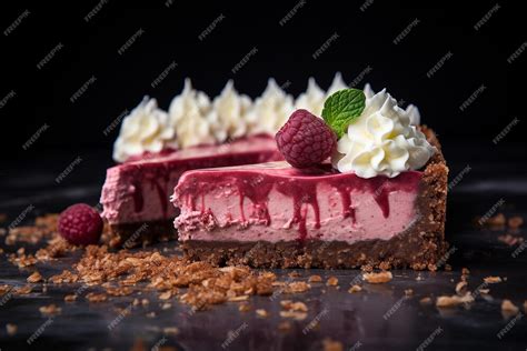 Premium Photo Raspberry Cheesecake With A Graham Cracker Crust