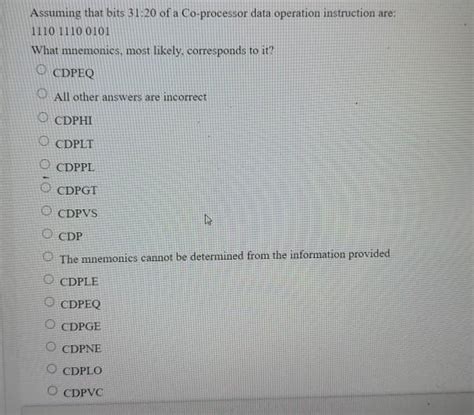 solved assuming that bits 31 20 of a co processor data