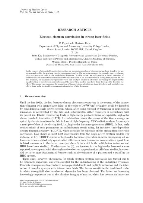 Pdf Electron Electron Correlation In Strong Laser Fields