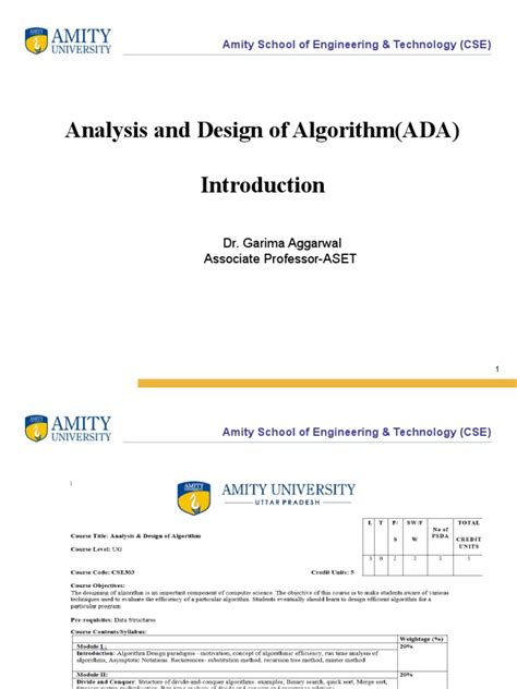 Amity Mod 1 L 1introduction To Algorithms Pdf Algorithms