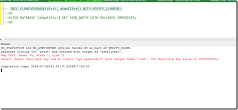 Fixing Dbcc Clonedatabase Dup Key Error In Syssysschobjs Voice Of The Dba