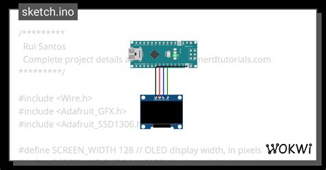 OLED Scrolling Hello - Wokwi ESP32, STM32, Arduino Simulator