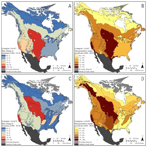 Maps Of Common Raven Corvus Corax Abundance Trends Within Level I A