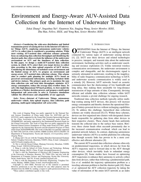 Pdf Environment And Energy Aware Auv Assisted Data Collection For The Internet Of Underwater