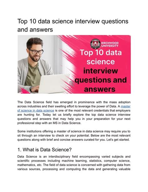 PPT Top Data Science Interview Questions And Answers PowerPoint Presentation ID