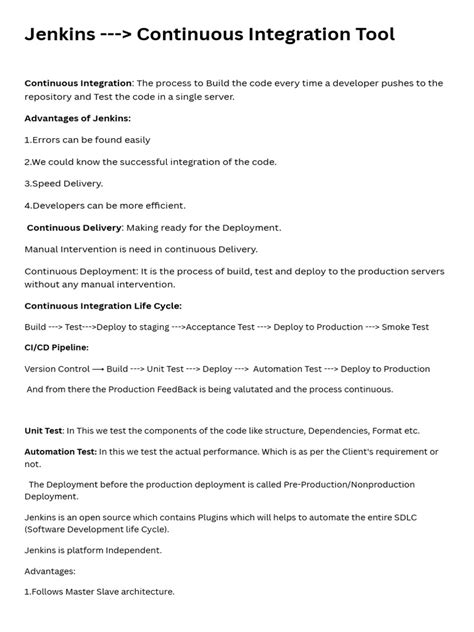 Jenkins Continuous Integration Tool Pdf Software Engineering