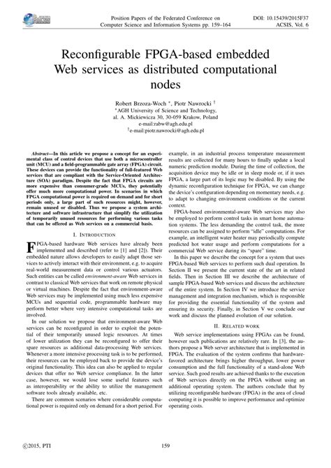 Pdf Reconfigurable Fpga Based Embedded Web Services As Distributed