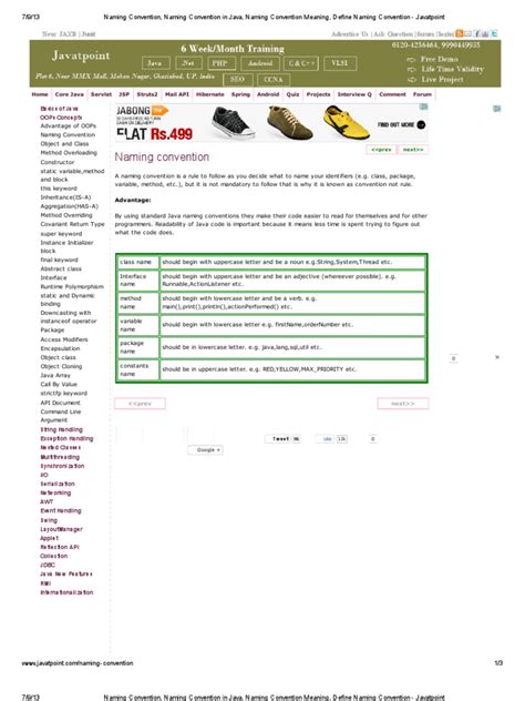 Java Naming Convention Javatpoint Pdf Method Computer