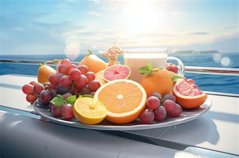 Premium Photo Healthy Fruit Breakfast On A Luxury Yacht Or At Seaside
