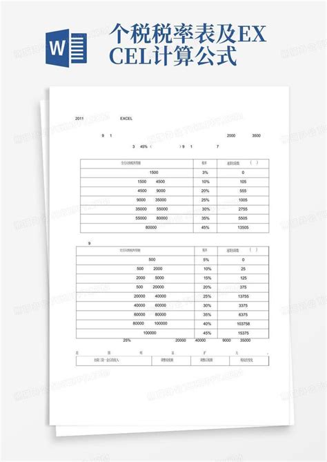 个税税率表及excel计算公式word模板下载 编号qkazvabe 熊猫办公