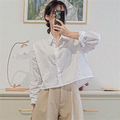 크롭남방 크롭블라우스 옥스포드셔츠 흰셔츠