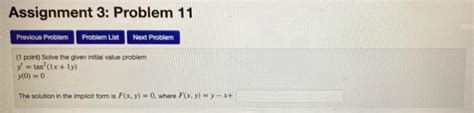 Solved Assignment 3 Problem 11 Previous Problem Problem