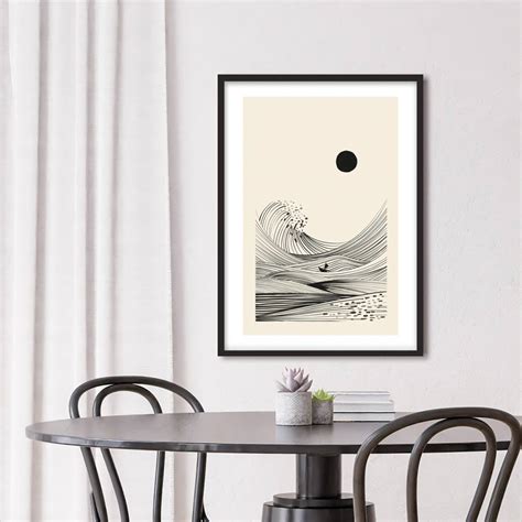 قیمت و خرید تابلو دکوراتیو مدل نقاشی مینیمال دریا و موج کد 1857