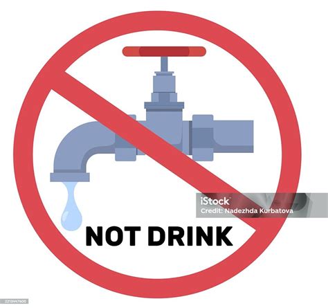 Warning Sign With Crossed Out Water Faucet And Words Do Not Drink
