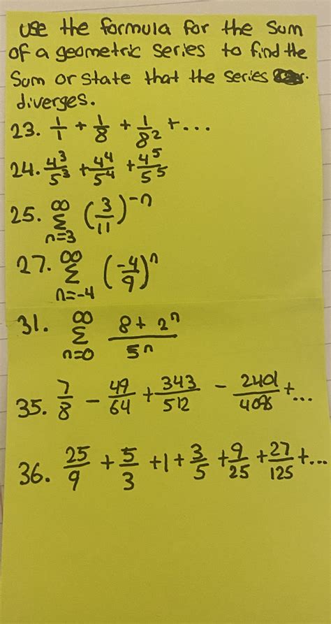 Solved Use The Formula For The Sum Of A Geometric Series To Chegg Com