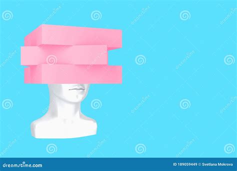 Conceptual Image Of A Female Head With A Cube Instead Of A Hairstyle 3d Illustration Stock