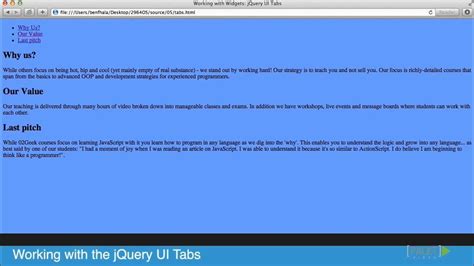 Jquery Ui Development Tutorial Jquery Ui Tabs Youtube