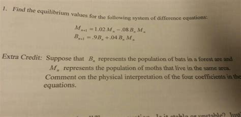 solved find the equilibrium values for the following system