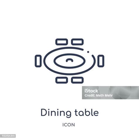 가구 및 가정용 개요 컬렉션에서 선형 식탁 아이콘입니다 얇은 라인 식탁 아이콘 흰색 배경에 고립입니다 식탁 유행 삽화 0명에 대한 스톡 벡터 아트 및 기타 이미지 Istock