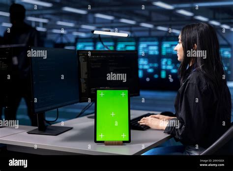 Admin In Data Center Running System Diagnostic Tests Using Green Screen