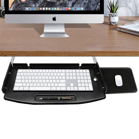 desk keyboard tray with 360 rotating mouse platform 28 l x 10 w for