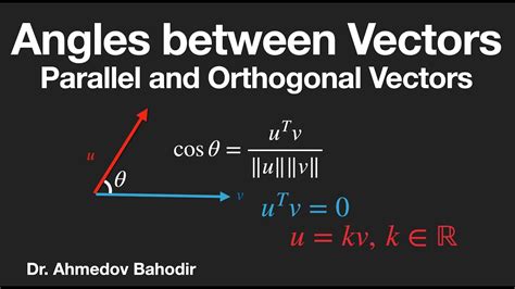 Angle Between Vectors Parallel And Orthogonal Vectors Youtube