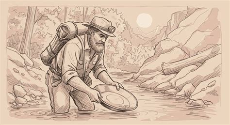 People Mining Gold Drawing