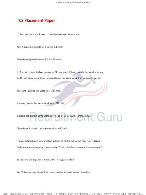 Tcs Placement Papers 4 Pdf