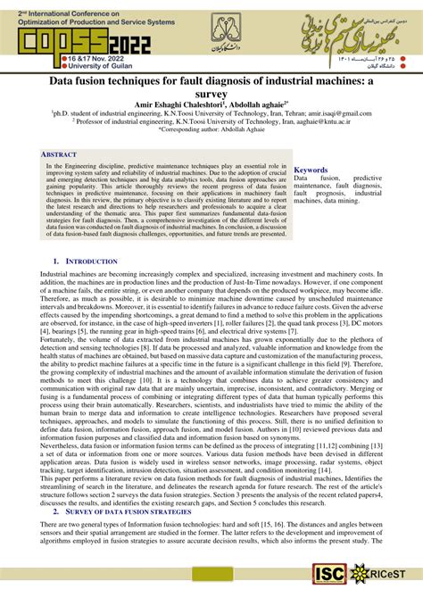 Pdf Data Fusion Techniques For Fault Diagnosis Of Industrial Machines A Survey