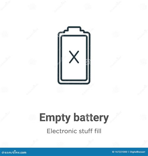 Empty Battery Outline Vector Icon Thin Line Black Empty Battery Icon Flat Vector Simple