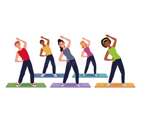 Fitness Class Training Group Icon Stock Vector Illustration Of