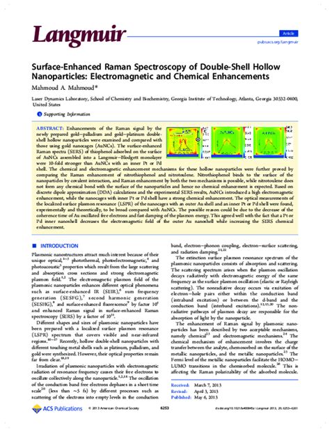 Pdf M A Mahmoud Surface Enhanced Raman Spectroscopy Of Double Shell