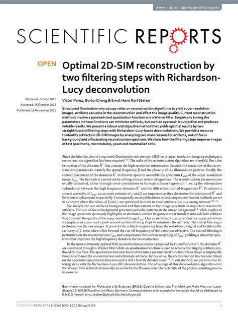 Pdf Optimal 2d Sim Reconstruction By Two Filtering Steps With