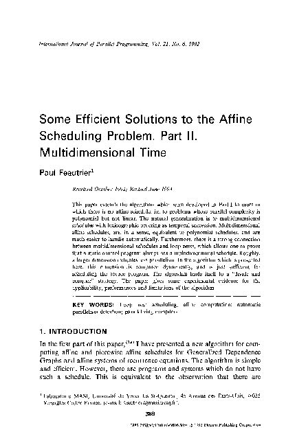 Pdf Some Efficient Solutions To The Scheduling Problem Part Ii