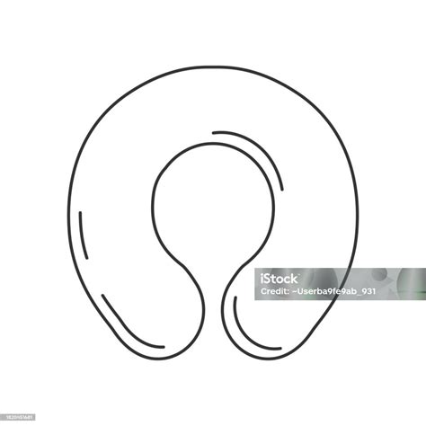 컷 아웃 실루엣 여행 베개 라인 아이콘입니다 목 휴식 수면을 위한 팽창식 베개의 윤곽선 아이콘입니다 운송 긴 여행 및 여행을