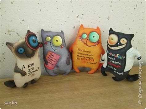 Игрушка Шитьё Цветные кофейные котики Краска Ткань фото 1 Felt Crafts