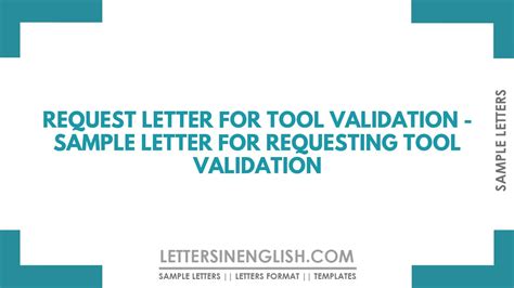 Request Letter For Tool Validation Sample Letter For Requesting Tool Validation Letters In