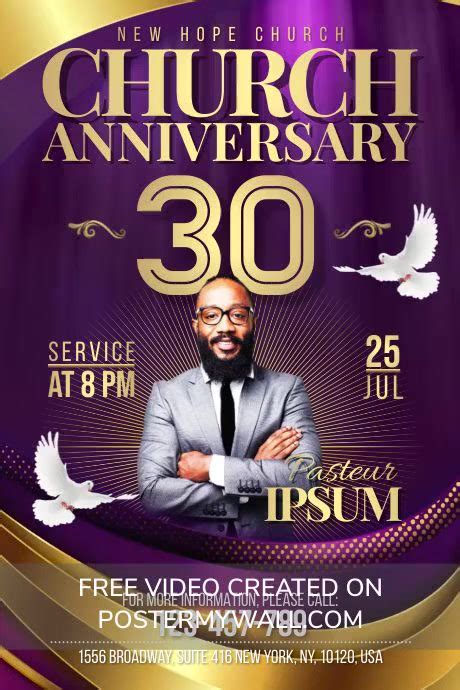 Purple Church Anniversary Background Church Meeting Event Psd Flyer