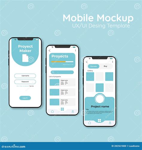 Colored Mobile App Mockup Templates Vector Stock Vector Illustration
