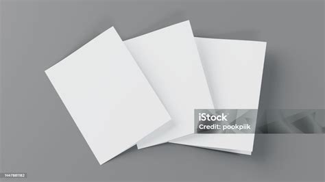 빈 종이 A4 전단지 엽서 브로셔 소책자 반쯤 접힌 이중 접힌 모형 템플릿 3d 렌더링 A4 용지에 대한 스톡 사진 및 기타 이미지 Istock