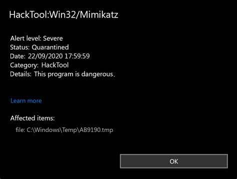 HackTool Win32 Mimikatz Virus Removal Guide