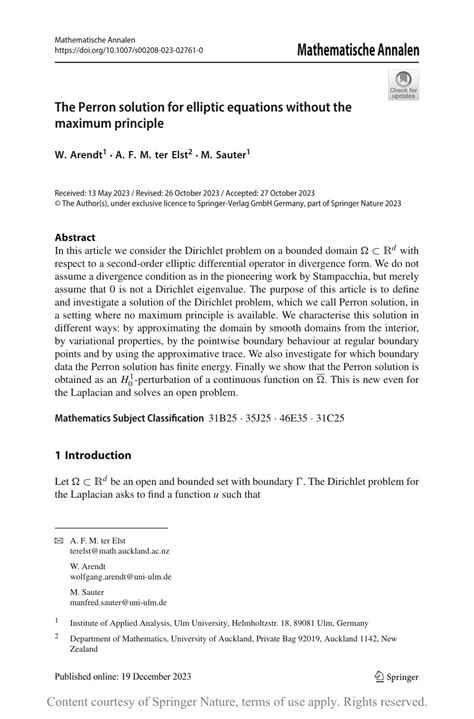 The Perron Solution For Elliptic Equations Without The Maximum Principle