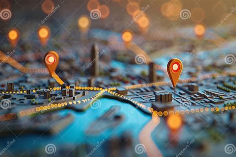 3d City Map With Geolocation Markers Highlighting Urban Areas And Routes Featuring A Modern